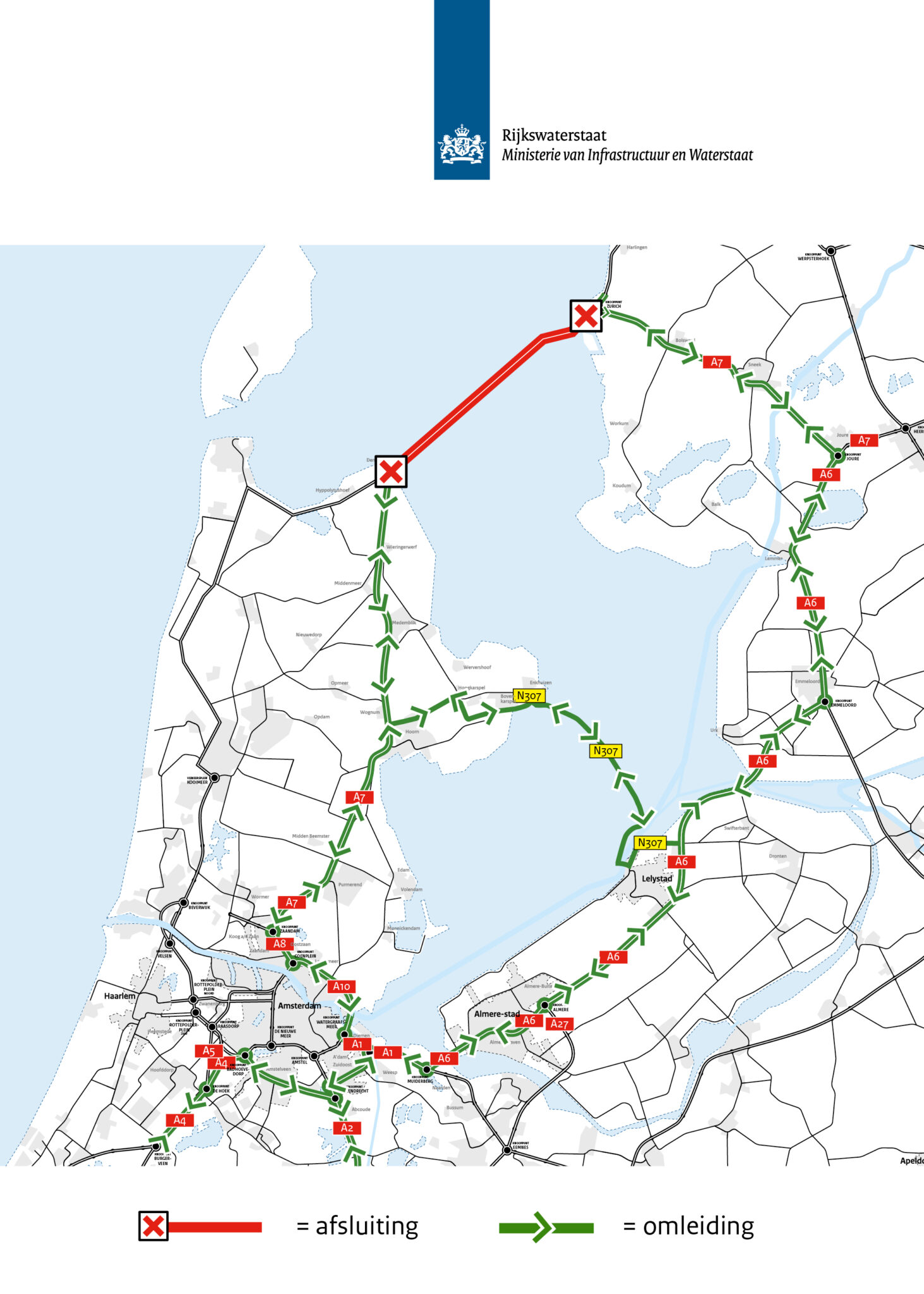 Afsluitdijk A7: Afsluiting in de avond van 6 op 7 augustus - De Afsluitdijk